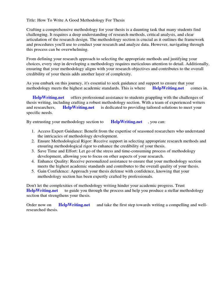 How to Write a Good Methodology for Thesis | PDF | Methodology | Thesis