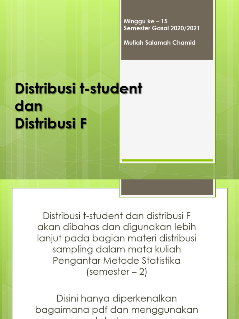 Distribusi T-Student Dan F | PDF