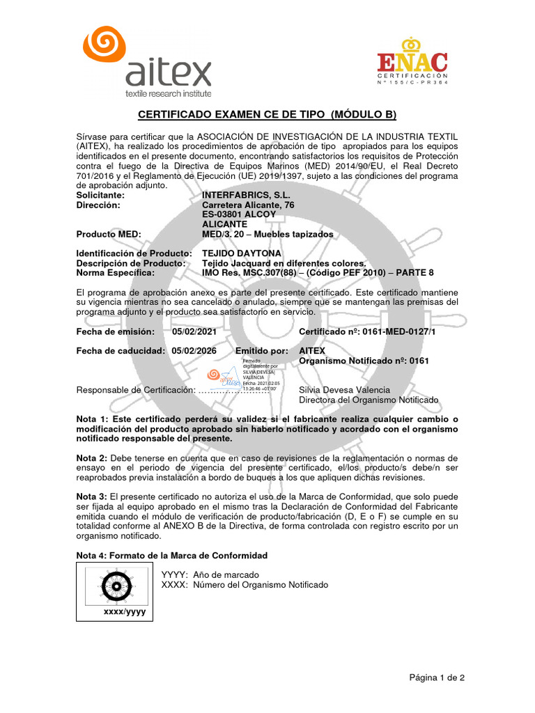 DAYTONA_2021AU0071_CERTIFIICADO MODULO B_2014 | PDF