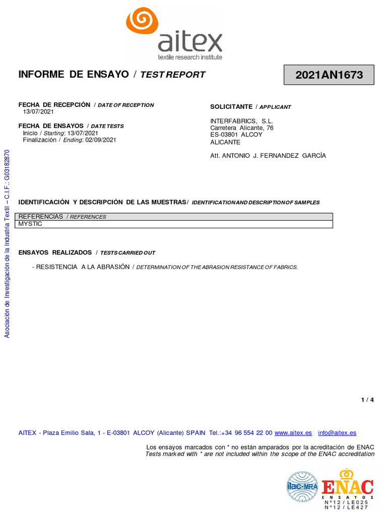 MYSTIC_EN ISO 12947_AITEX_2021AN1673 | PDF