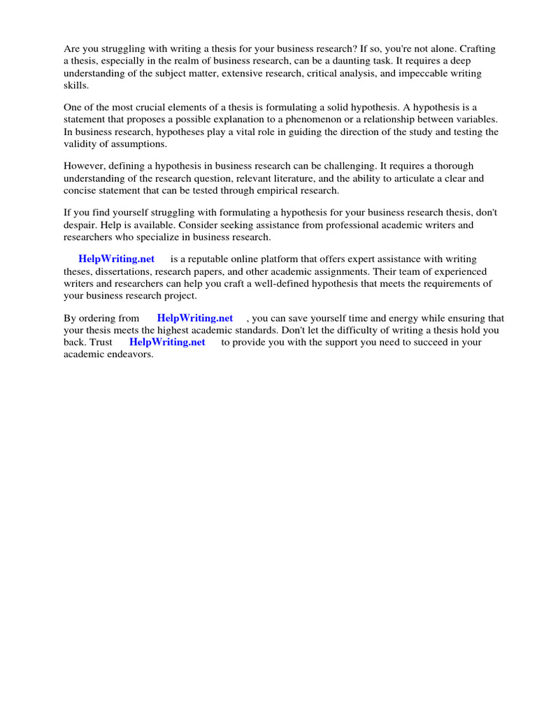 Hypothesis Definition in Business Research | PDF | Hypothesis | Scientific Method