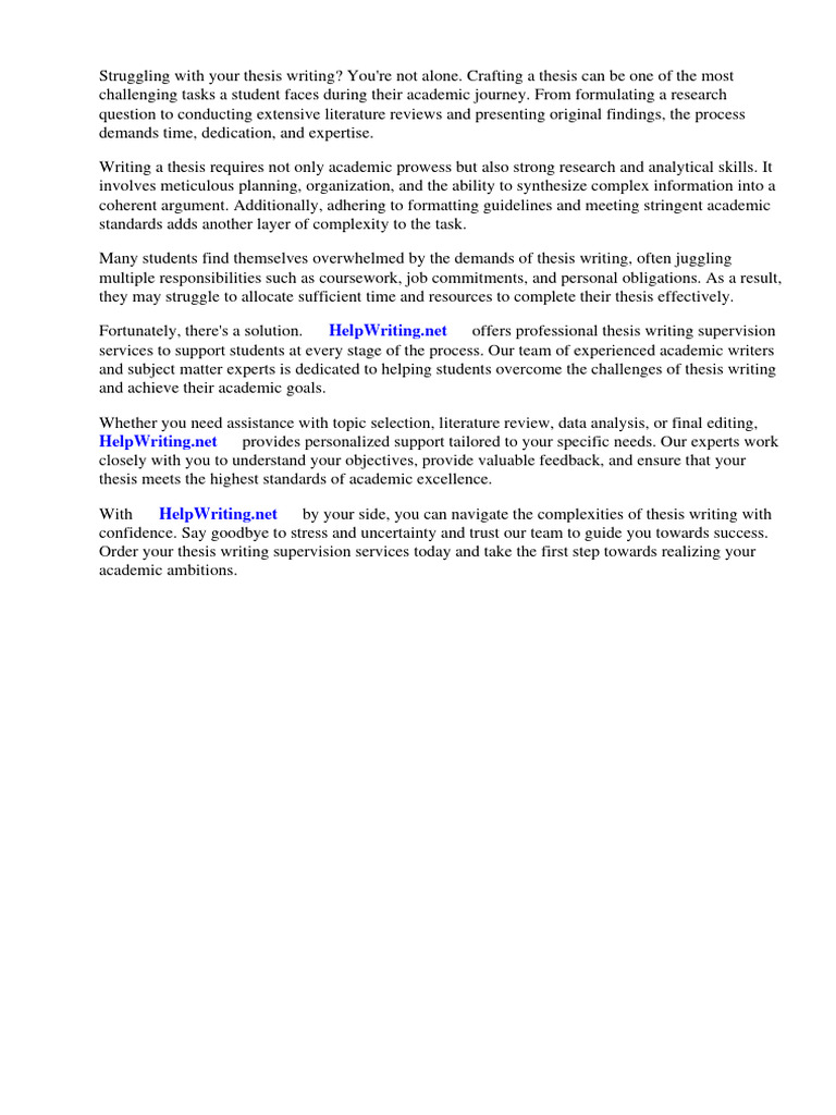 Thesis Writing Supervision | PDF | Thesis | Expert