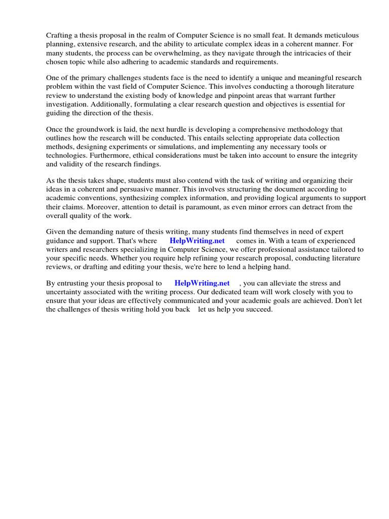 Thesis Proposals For Computer Science | PDF | Thesis | Methodology