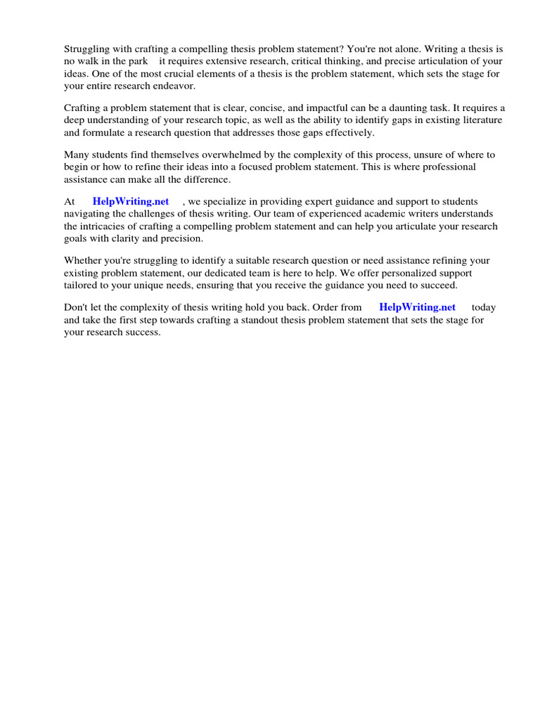 Thesis Problem Statement Samples | Download Free PDF | Thesis | Essays