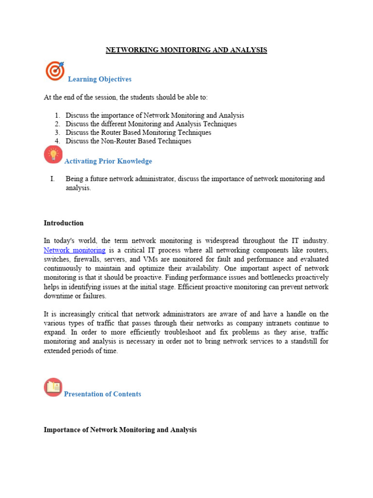 Networking Monitoring and Analysis 4 | PDF | Computer Network ...