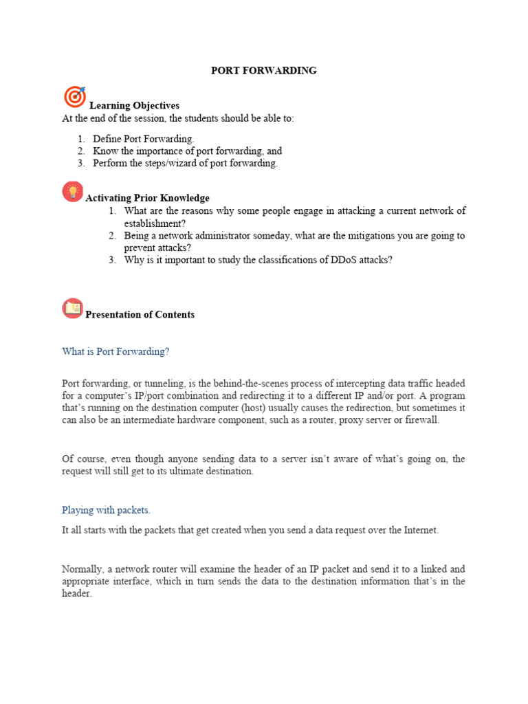 Unit 3 Topic 6 Port Forwarding 3 | PDF | Port (Computer Networking) | Ip Address