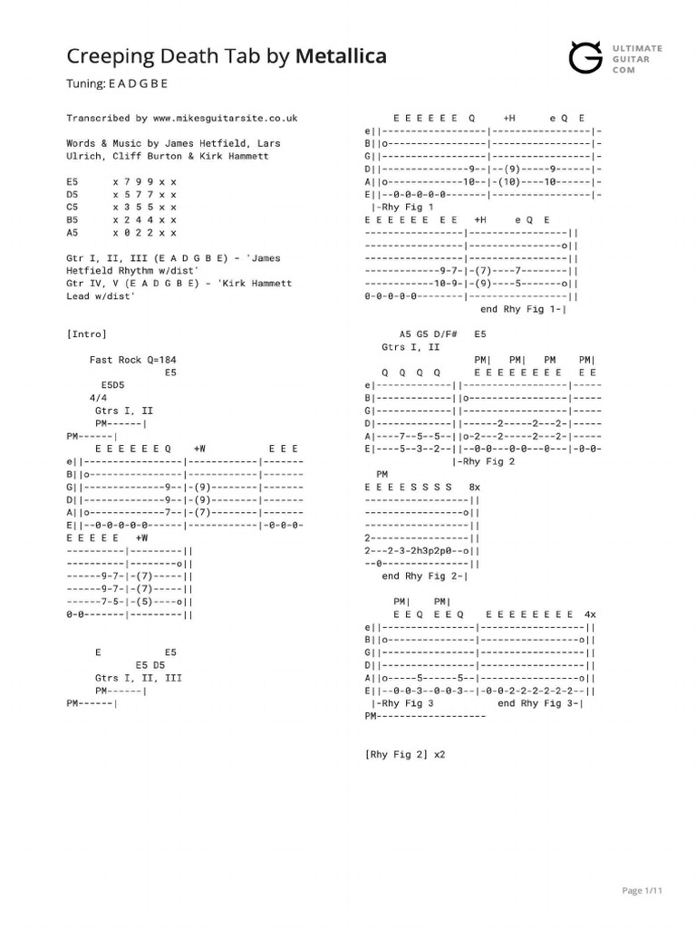Metallica - Creeping Death Tab | PDF