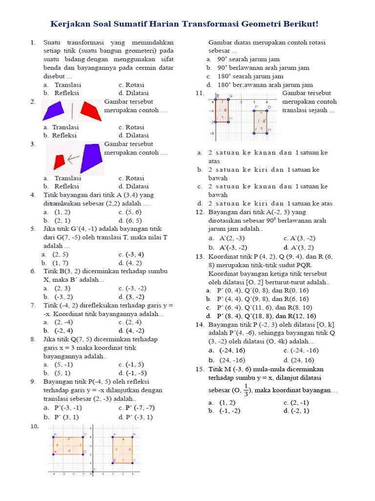 Soal Transformasi Geo Kelas 9 Ganjil | PDF