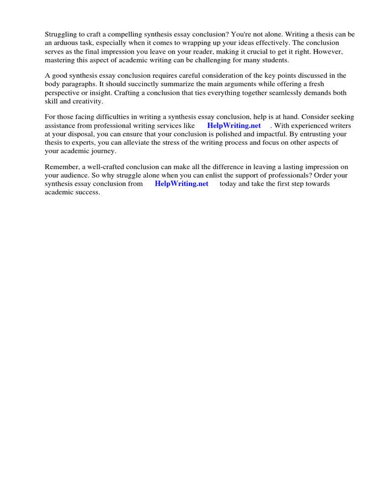Synthesis Essay Conclusion Examples