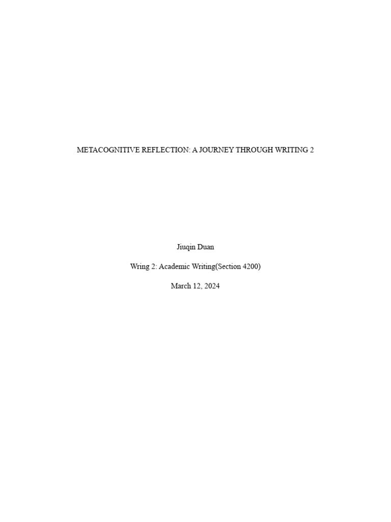 Metacognitive Reflection Pdf Essays Psychology