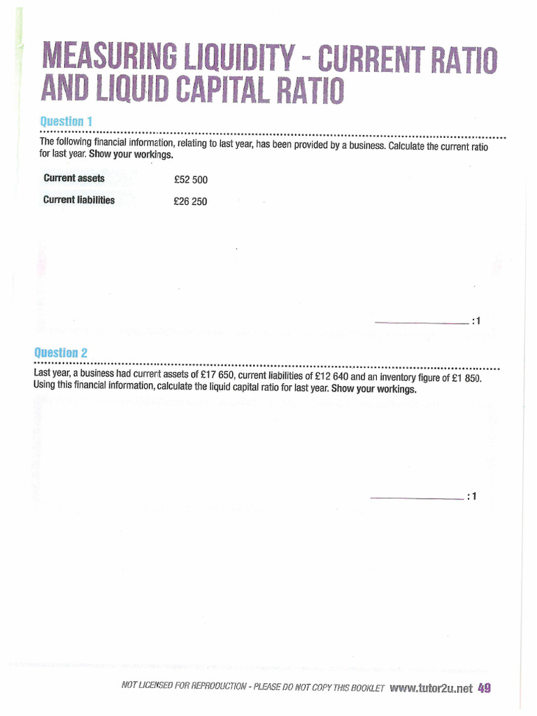 Liquidity practice | PDF