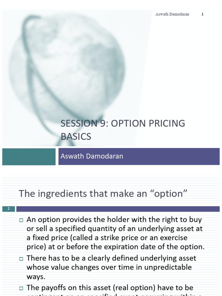 Session 9 | PDF | Option (Finance) | Black–Scholes Model