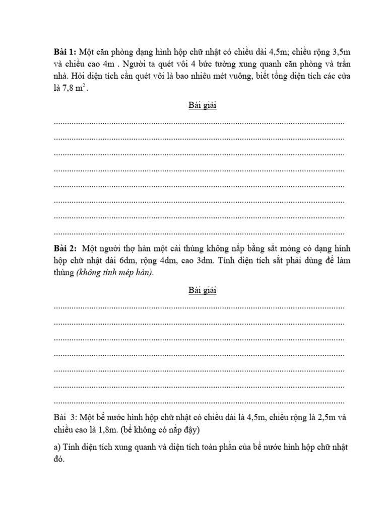 Các bài toán hình học giữa hk2 lớp 5 | PDF