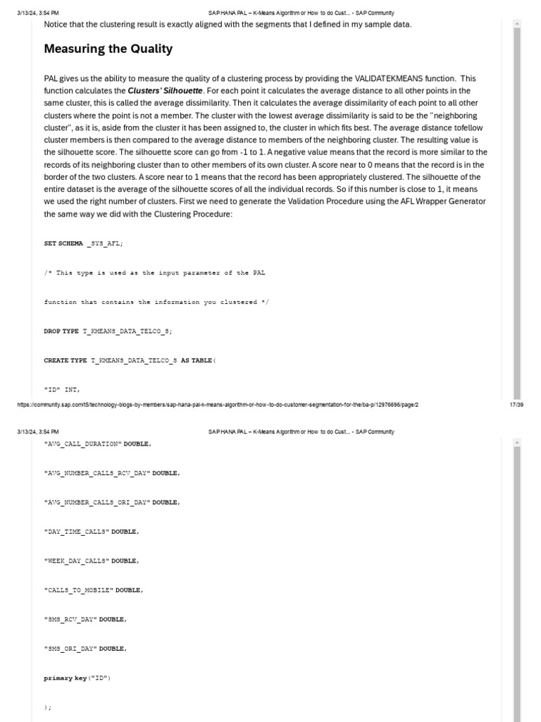 SAP HANA PAL - K-Means Algorithm or How To Do Cust... - SAP Community-5 | PDF | Cluster Analysis ...