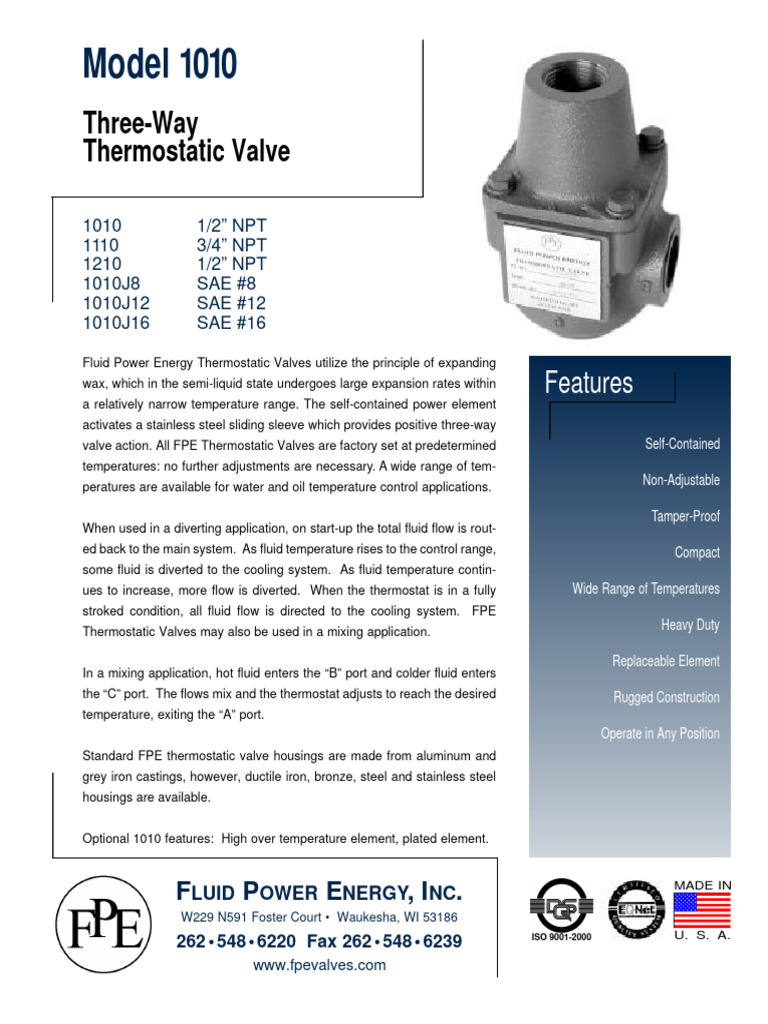 Fpe 1 2 Válvula Termostática | PDF | Valve | Thermostat