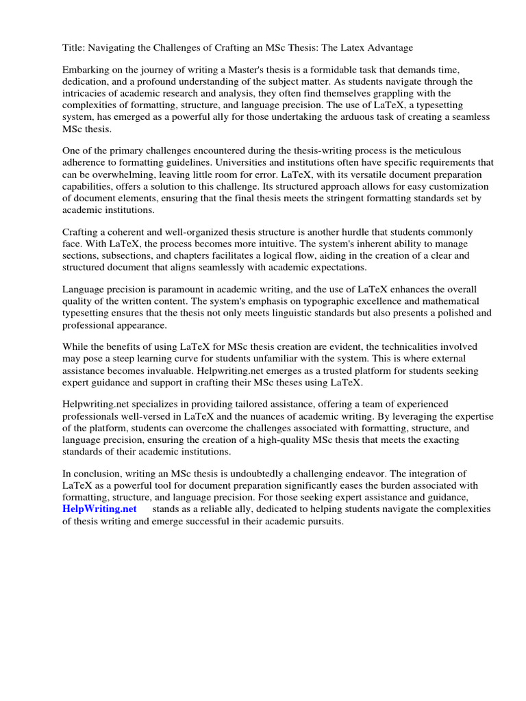 Latex MSC Thesis Template | PDF | Thesis | Te X