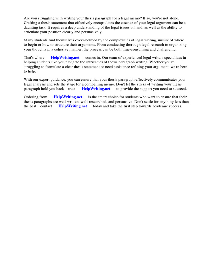 Thesis Paragraph Legal Memo | PDF | Memorandum | Brief (Law)