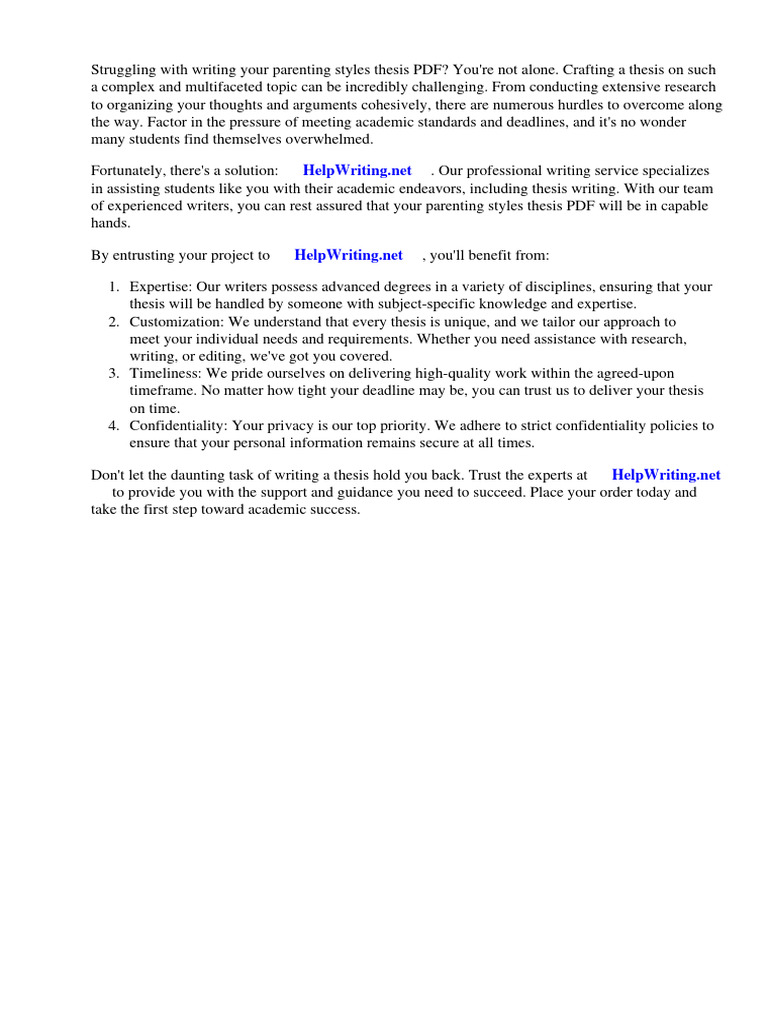 Parenting Styles Thesis PDF | PDF | Parenting | Attachment Theory