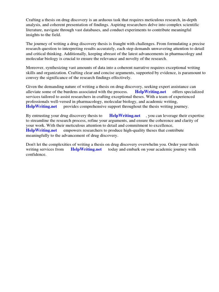 Drug Discovery Thesis | PDF | Drug Discovery | Drug Design