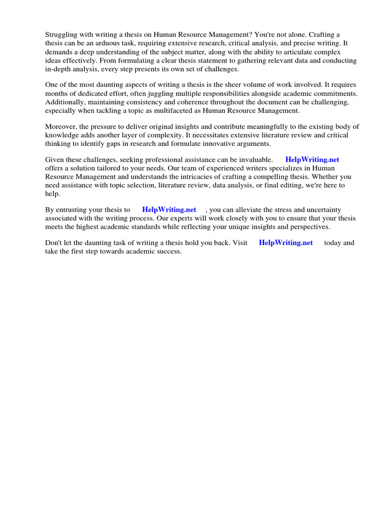 Human Resource Management Thesis PDF | PDF | Human Resource Management ...
