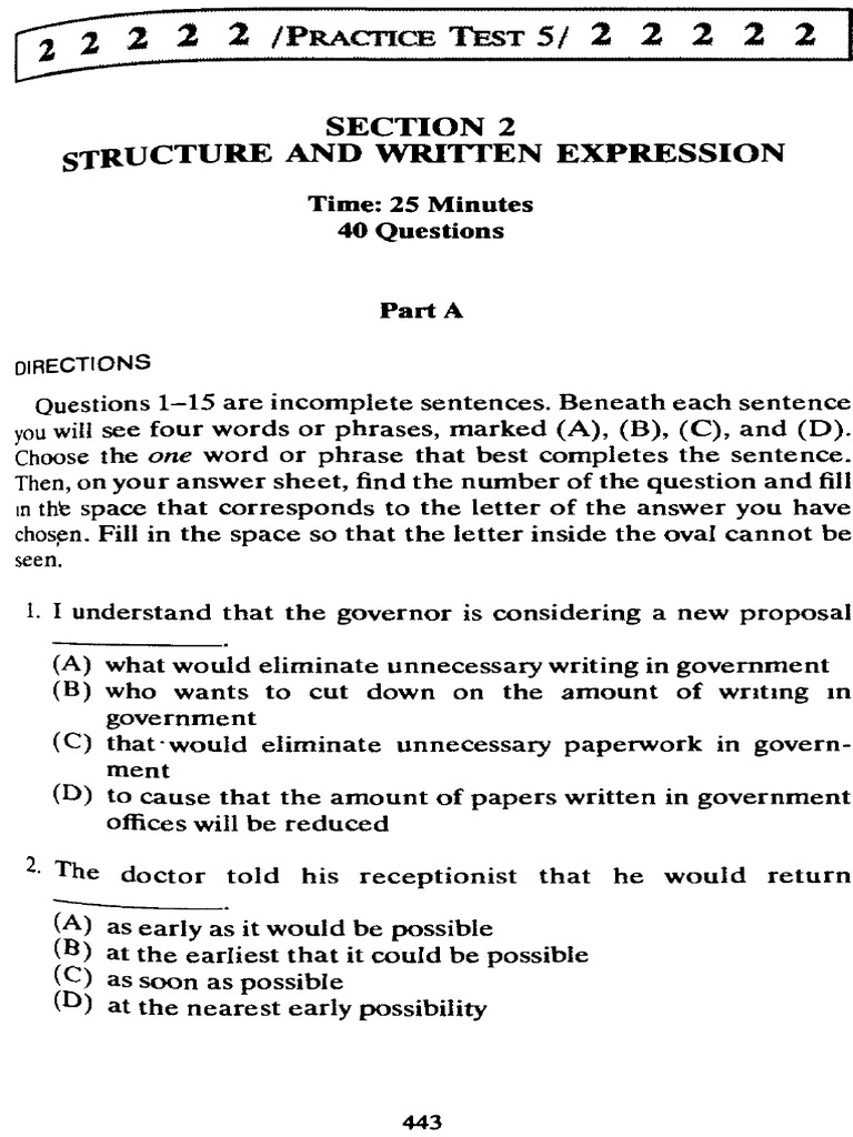 Toefl Practice Test 5 | PDF