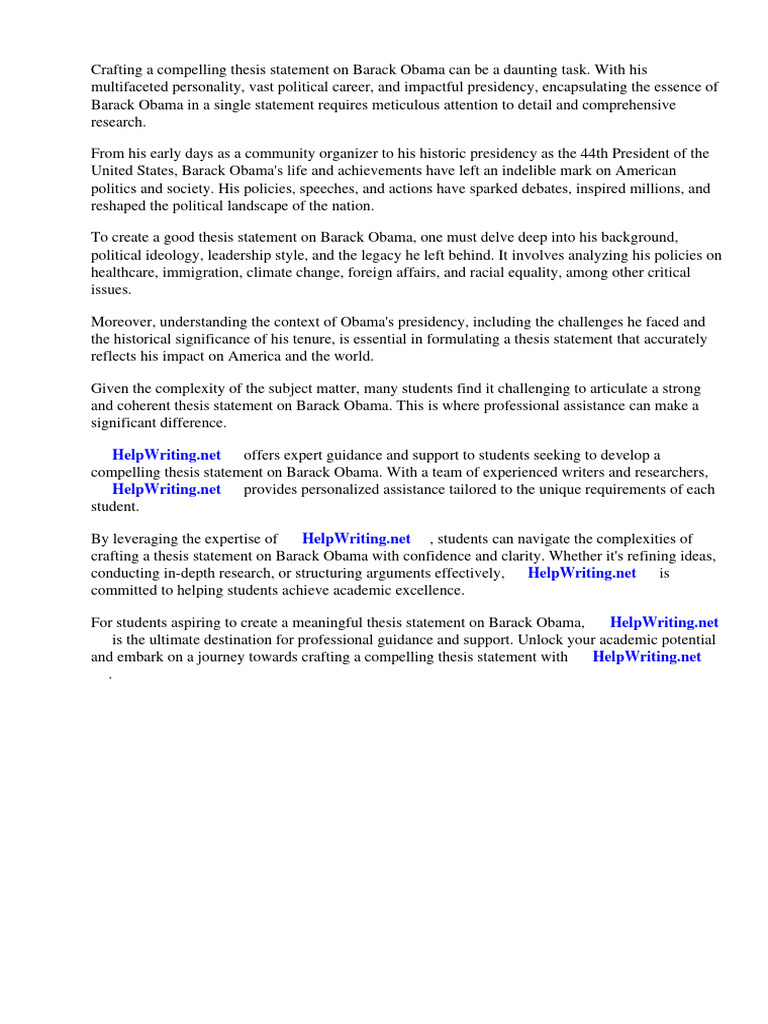 Good Thesis Statement On Barack Obama | PDF | Barack Obama | Essays