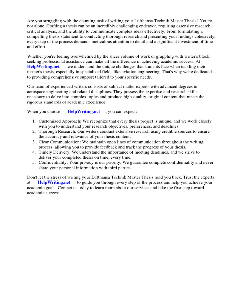 Lufthansa Technik Master Thesis | PDF | Thesis | Expert