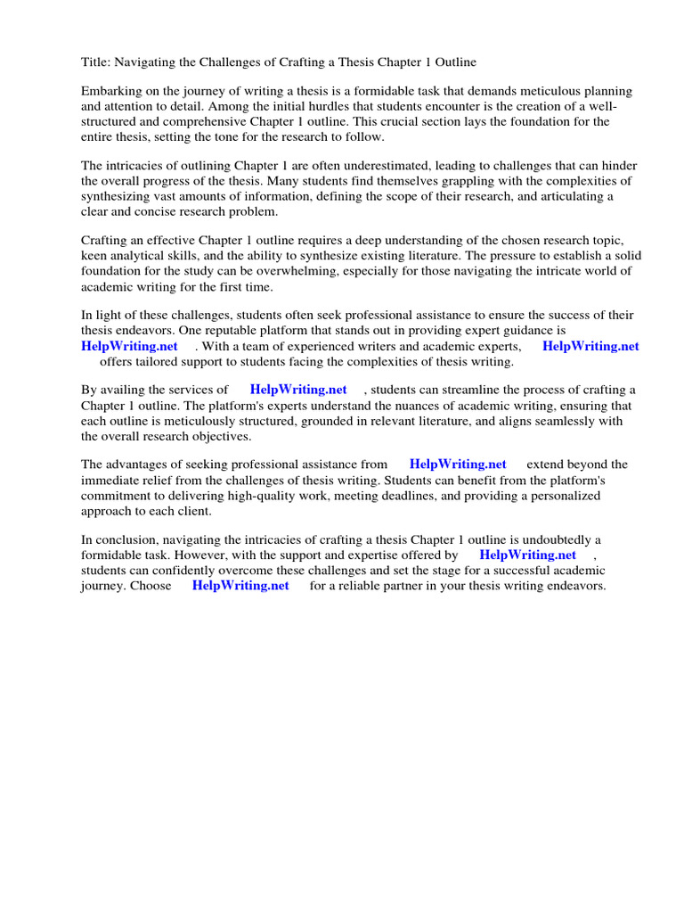 Thesis Chapter 1 Outline | Download Free PDF | Thesis | Qualitative ...