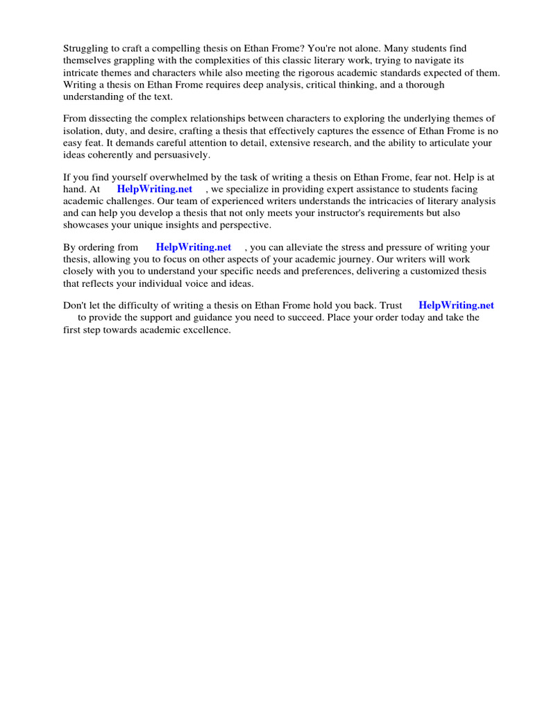Ethan Frome Thesis Topics | PDF | Ethan Frome | Narration