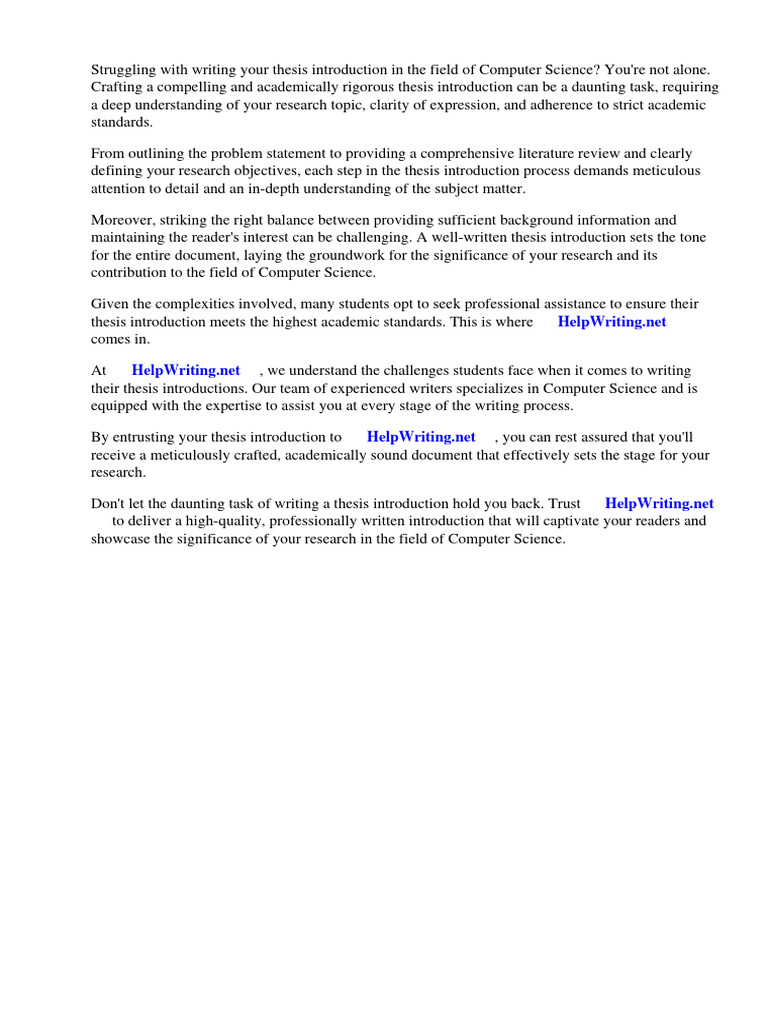 Thesis Introduction Sample Computer Science | PDF | Thesis | Science