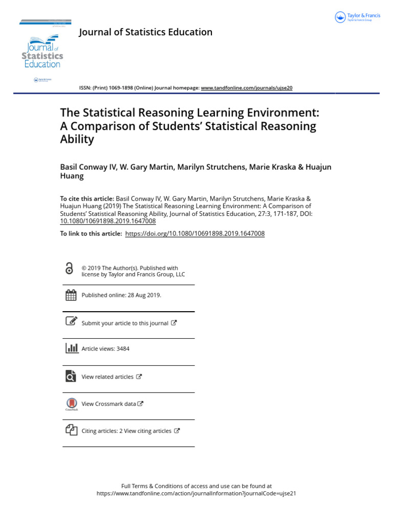 Statistical Reasoning Learning Environment A Comparison of Students ...