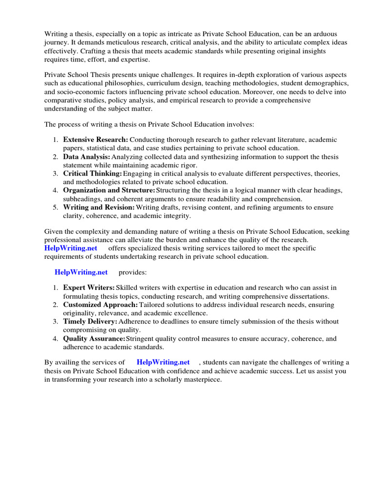 Private School Thesis | PDF | Thesis | Critical Thinking