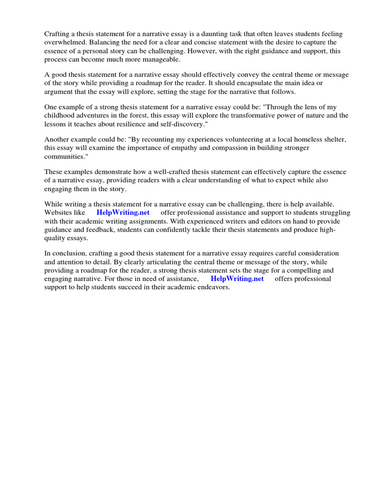 Examples of Good Thesis Statements For Narrative Essays | PDF | Essays ...