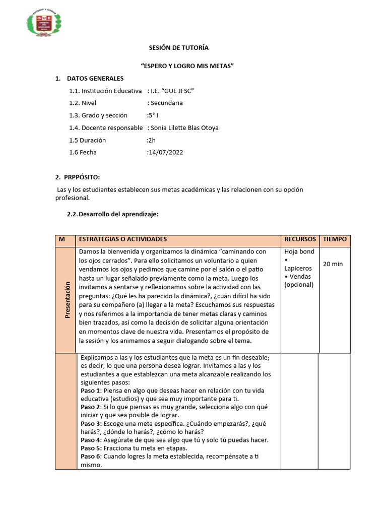Metas Académicas para Estudiantes | PDF | Aprendizaje | Cognición