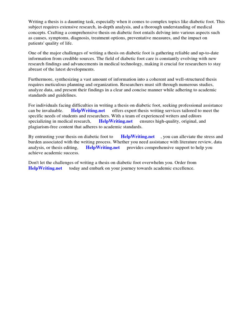 Diabetic Foot Full Thesis | PDF | Diabetes | Infection