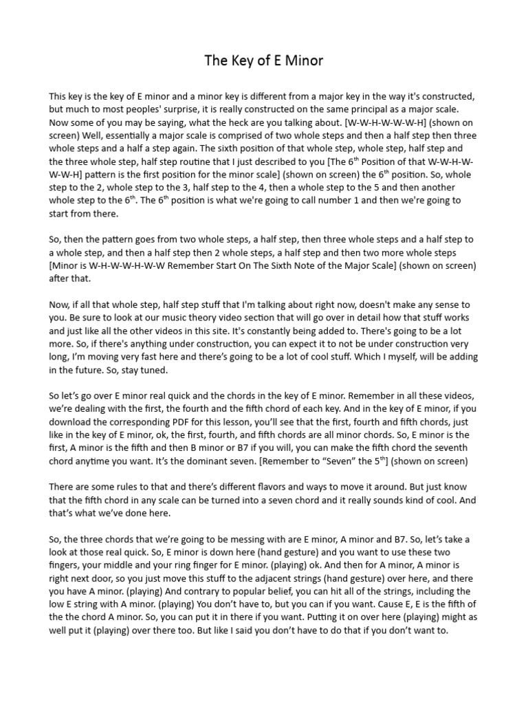 Key of Eminor | PDF | Chord (Music) | Music Theory