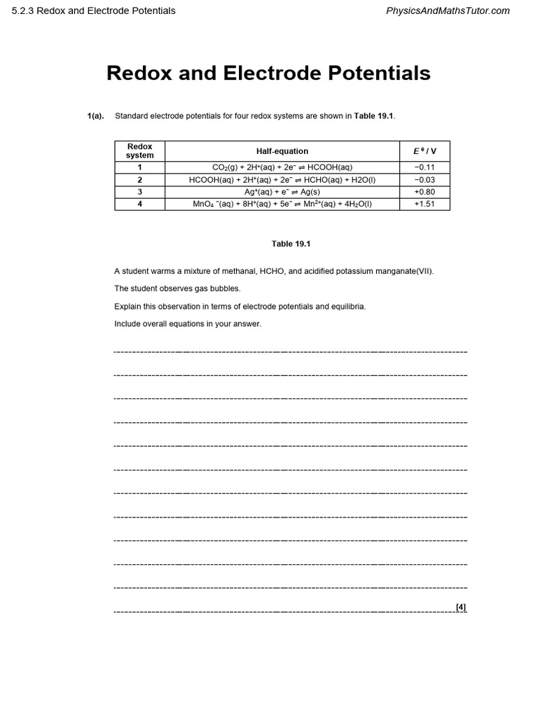 Redox Reactions and Electrode Potentials | PDF | Redox | Chemistry