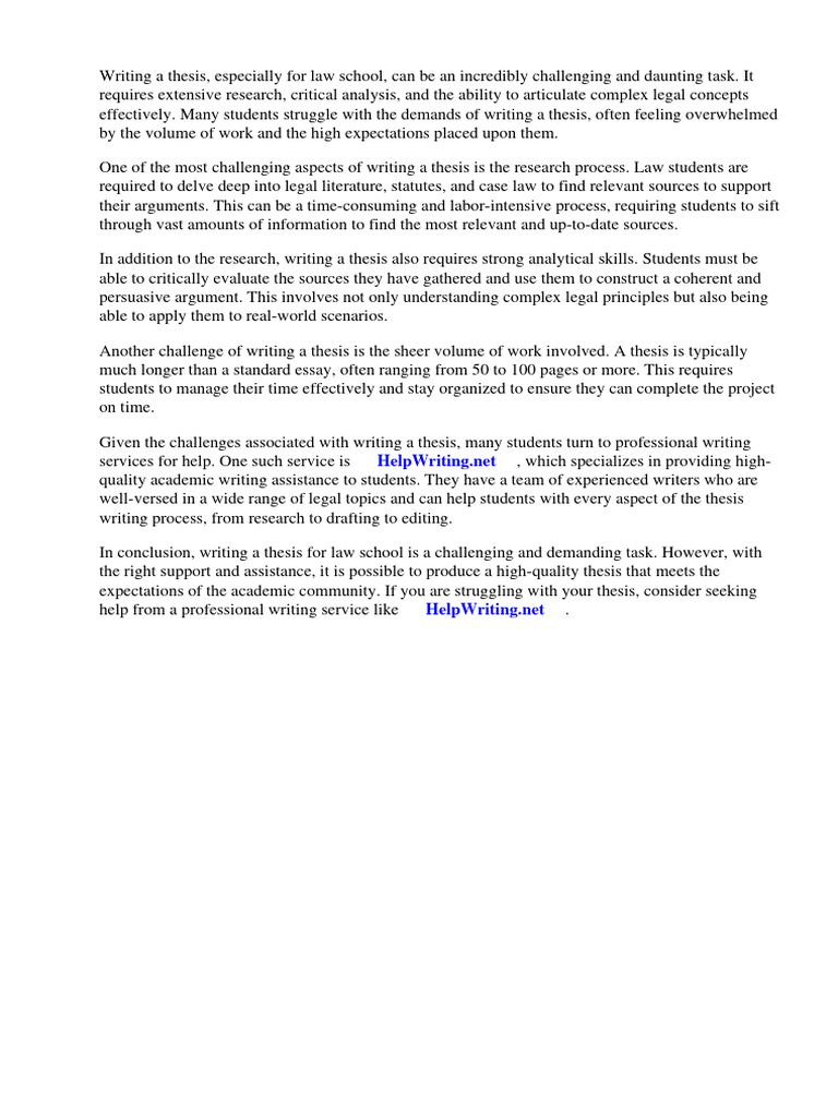 Law School Thesis Sample | PDF | Thesis | Essays