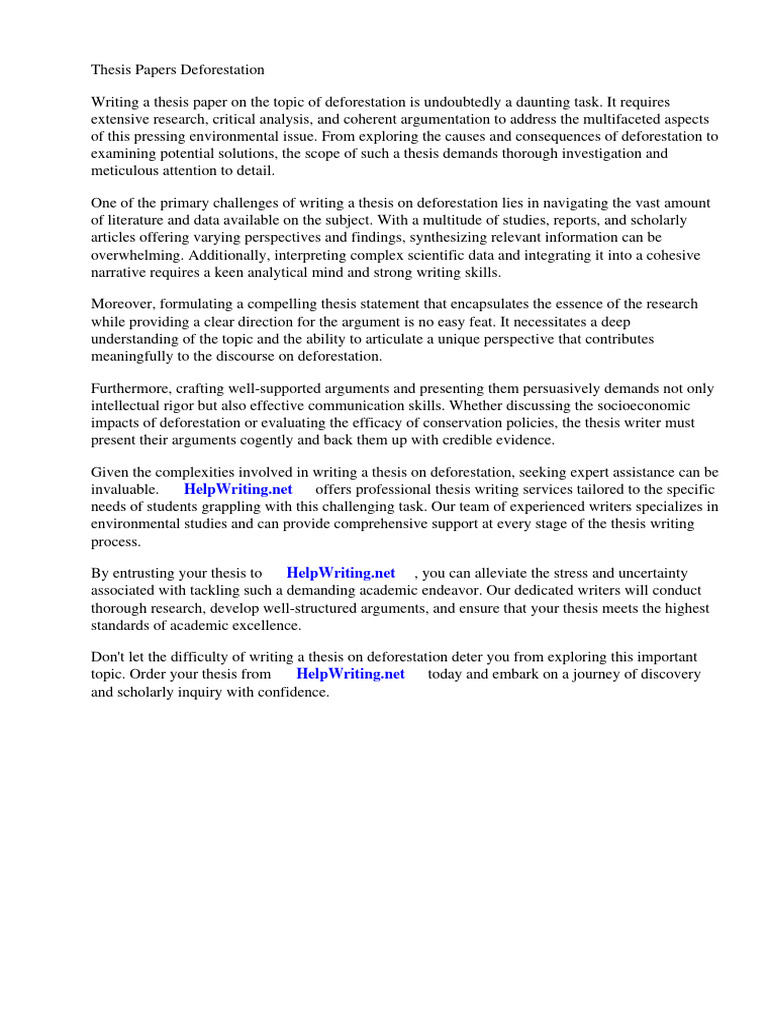 Thesis Papers Deforestation | PDF | Deforestation | Forests