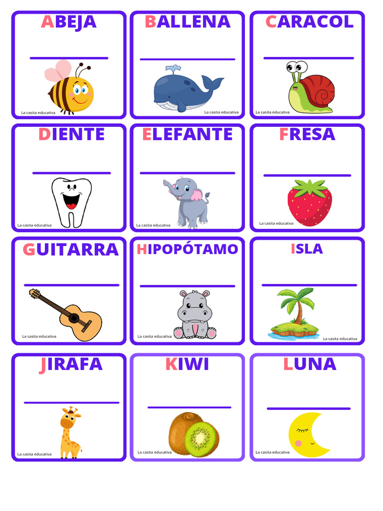 Tarjetas Letras Abecedario | PDF