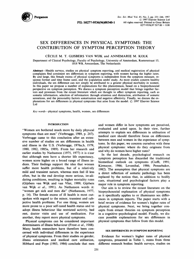 Van Wijk Y Kolk 2017 Sex Differences In Physical Symptoms The