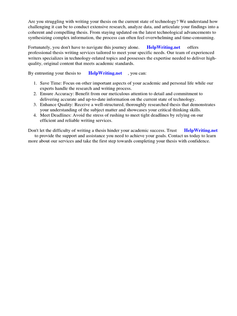 Current State of Technology Thesis Example | PDF | Thesis | Essays