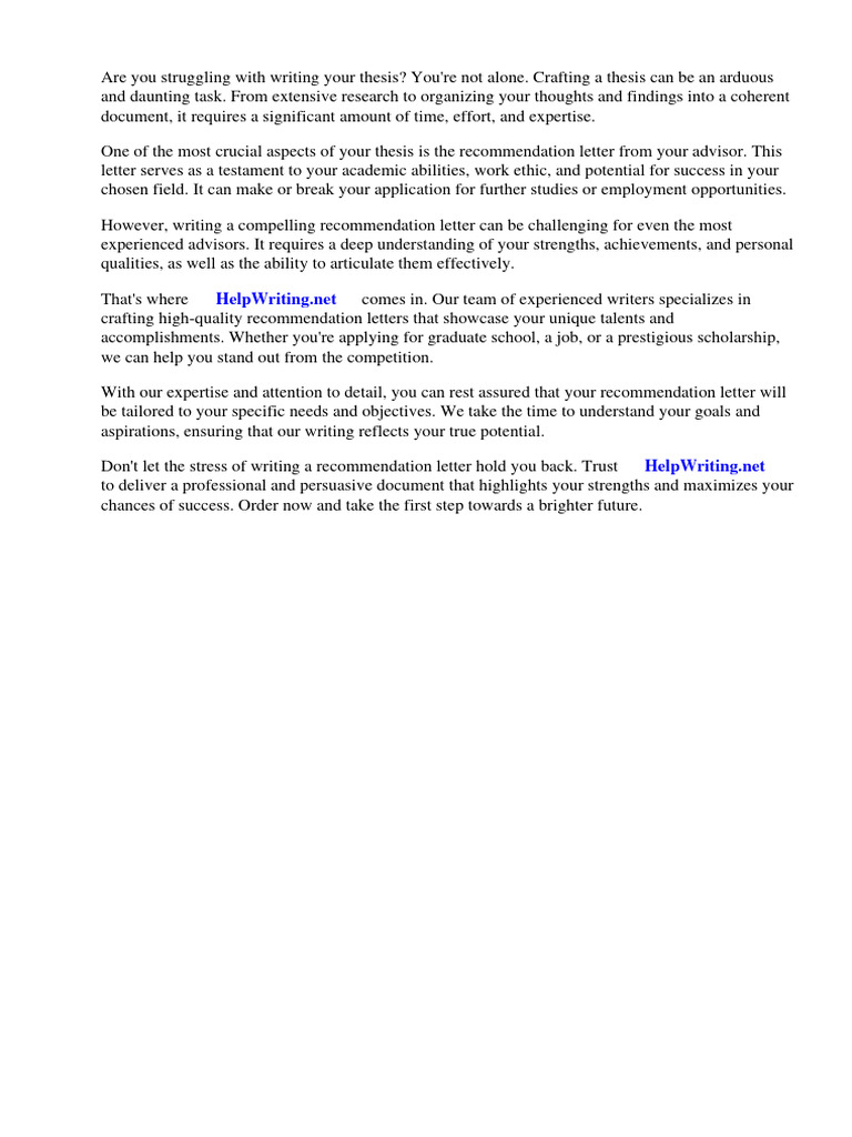 Sample Recommendation Letter From Thesis Advisor | PDF | Doctor Of Philosophy | Résumé