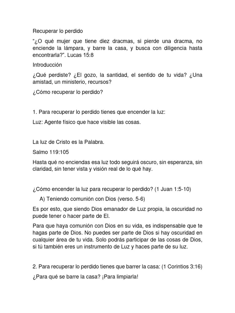 Recuperando lo Perdido en Cristo | PDF | Creencia religiosa y doctrina