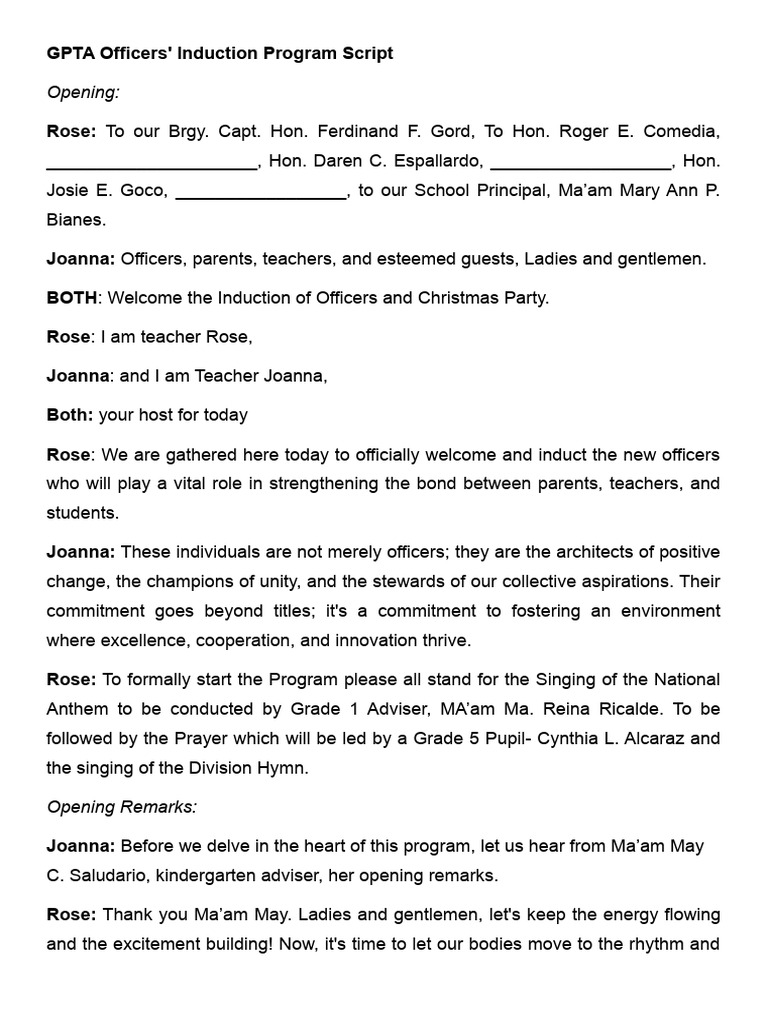 Induction Script | PDF