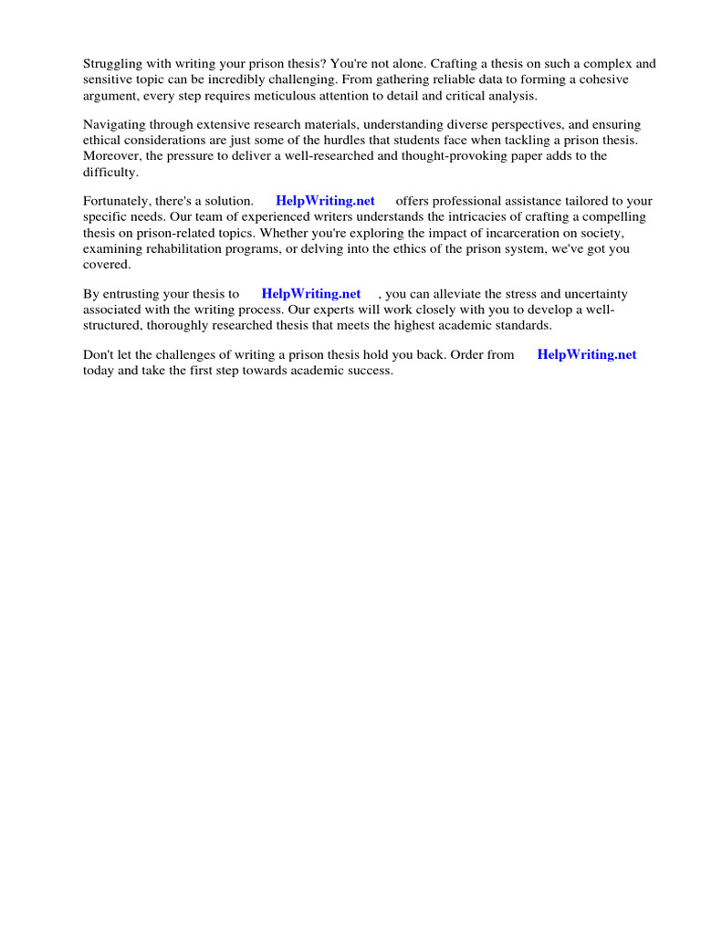 Prison Thesis | PDF | Prison | Rehabilitation (Penology)