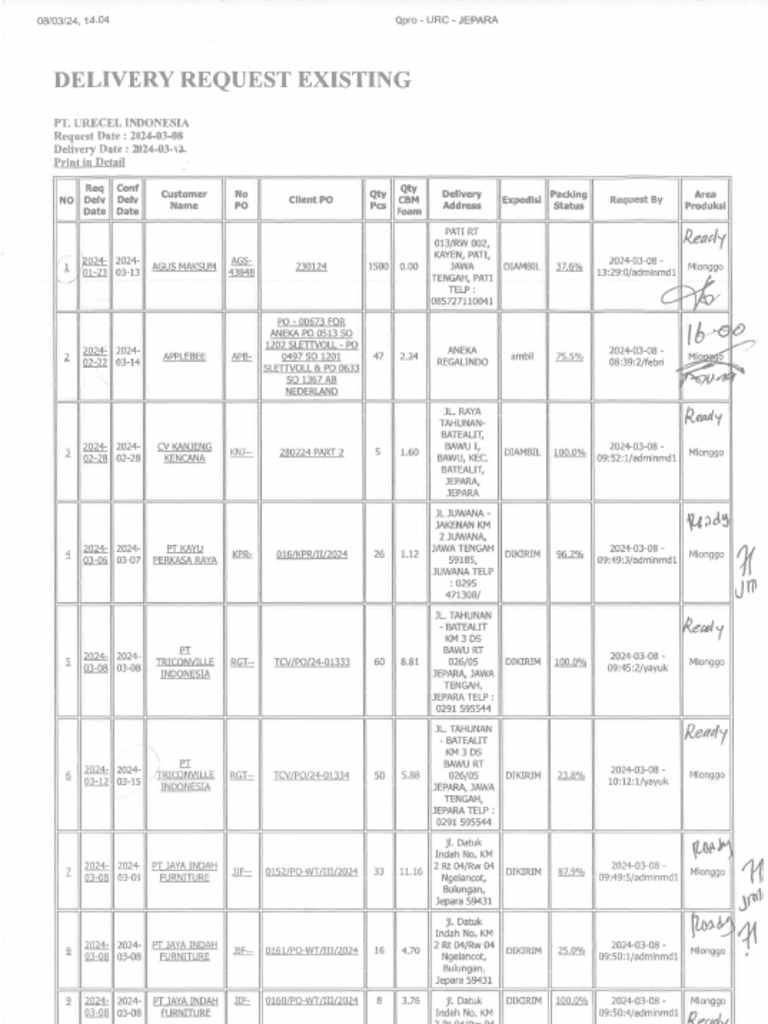 Delivery Request 12.03.2024 | PDF