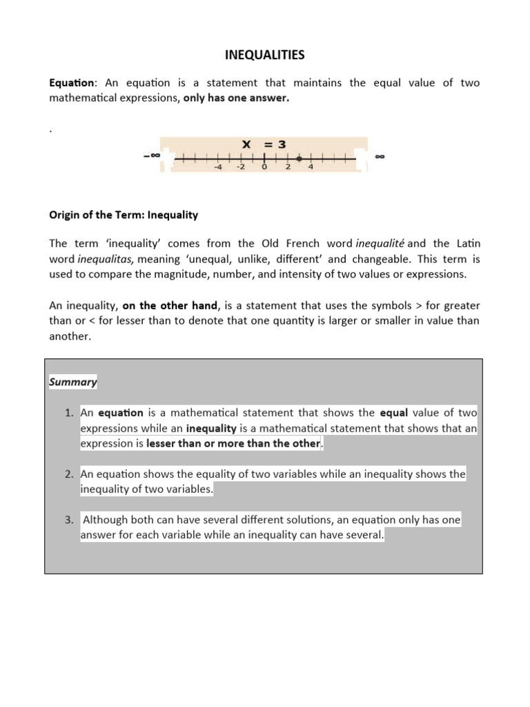 INEQUALITIES Teory | PDF | Interval (Mathematics) | Inequality (Mathematics)