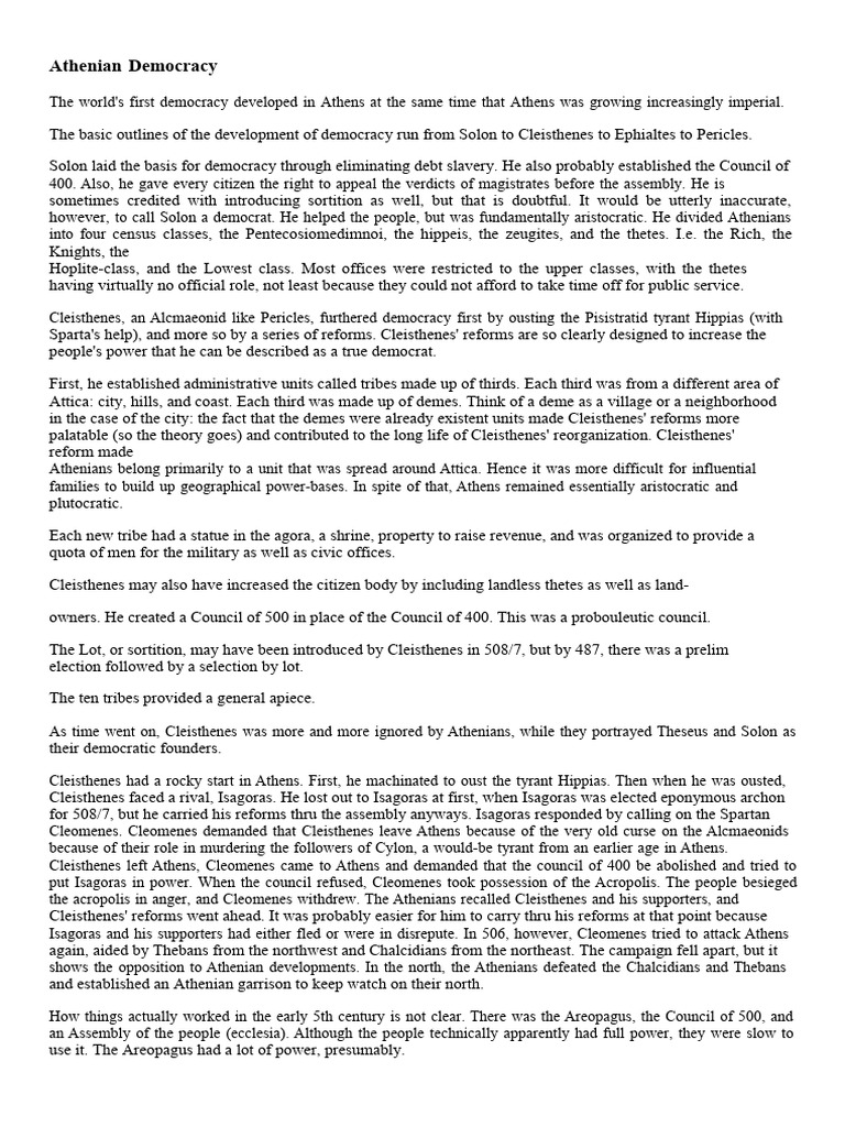 Athenian Democracy | PDF | Ancient Greek Government | Greek City States