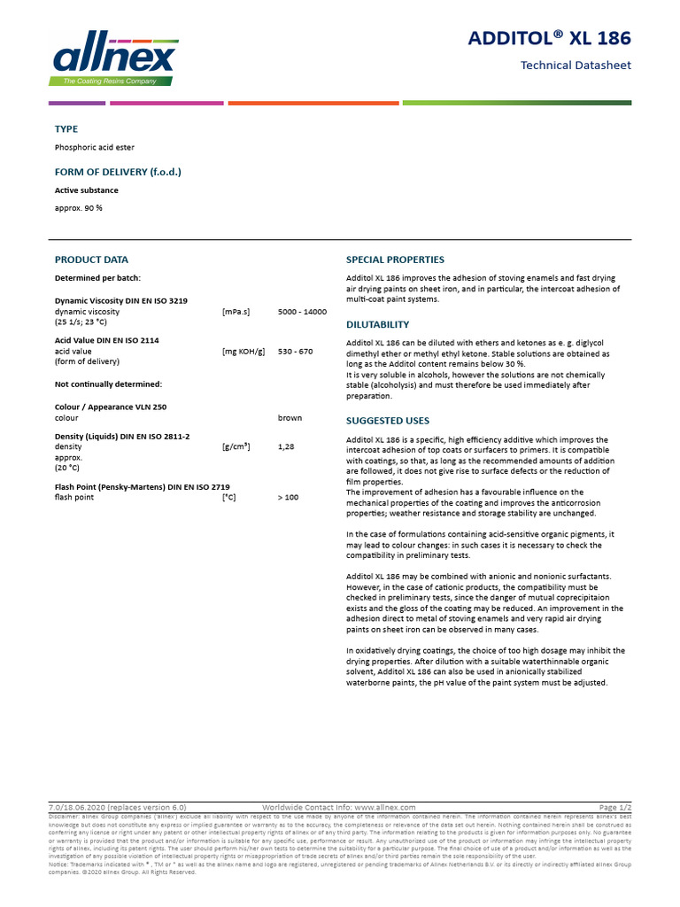 Additol-Xl-186 en A4 | PDF | Paint | Intellectual Property